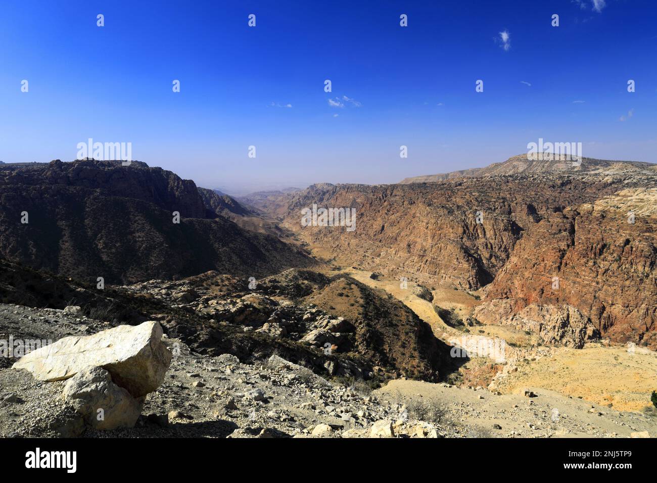 View through the Dana Biosphere Reserve, Wadi Dana, south-central ...