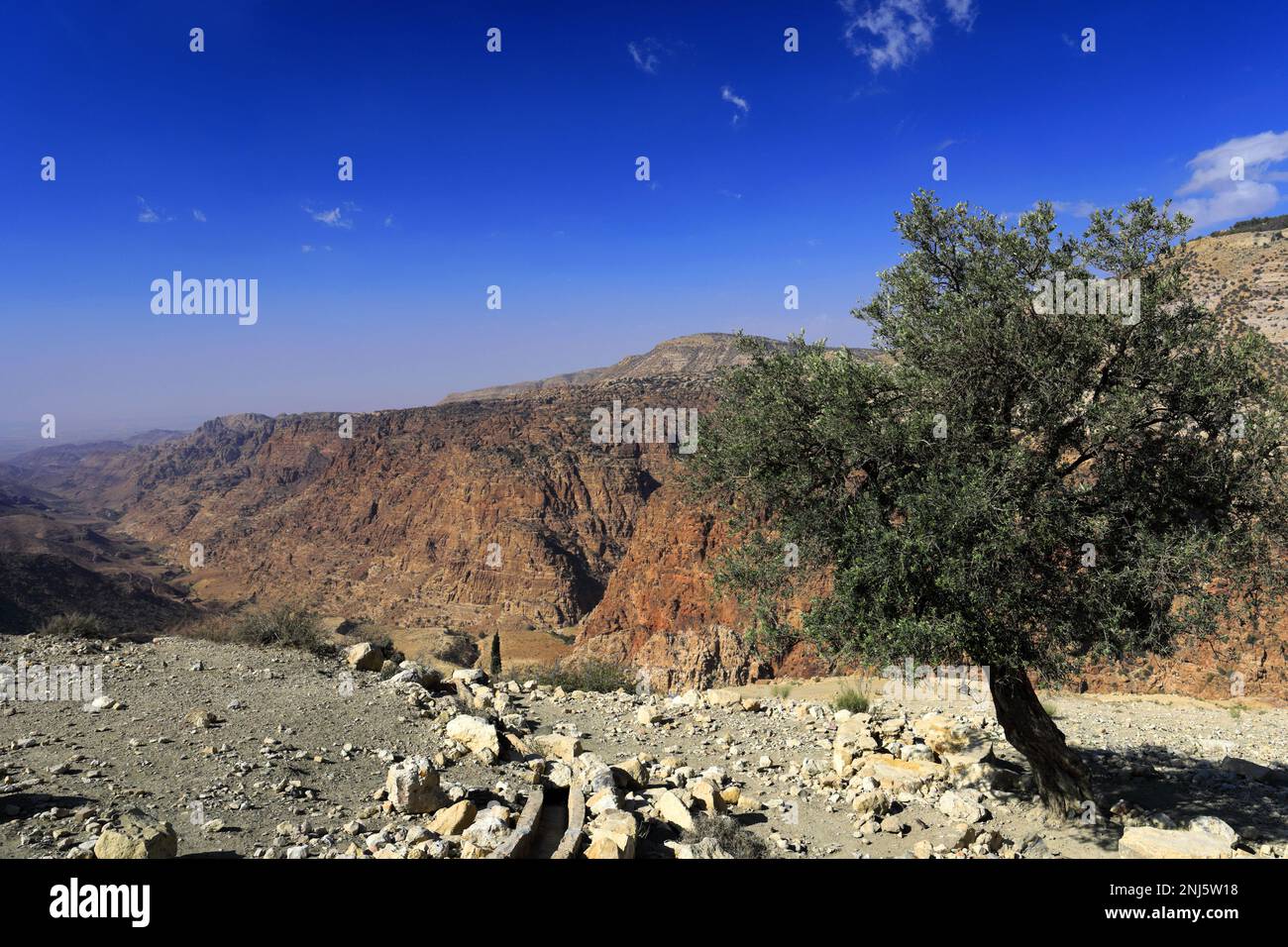 View through the Dana Biosphere Reserve, Wadi Dana, south-central ...