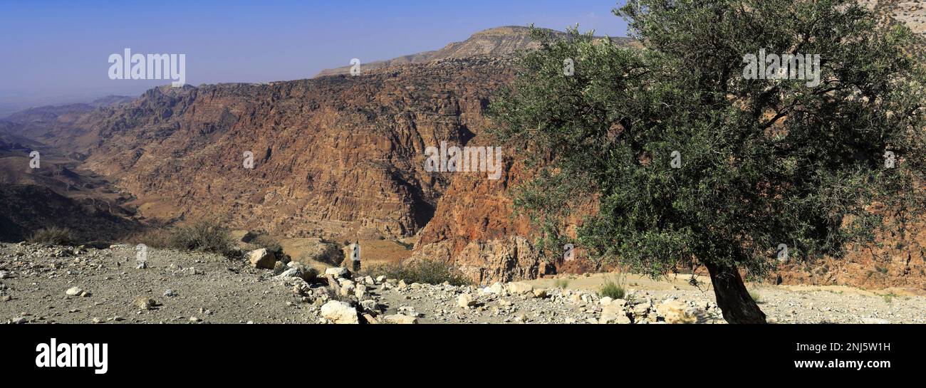 View through the Dana Biosphere Reserve, Wadi Dana, south-central ...
