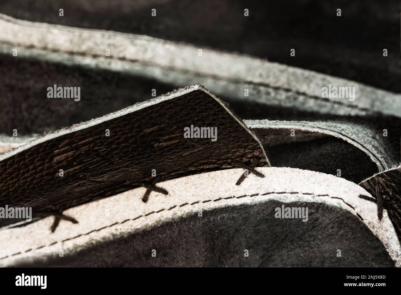 Leather texture with stitch hi-res stock photography and images - Alamy