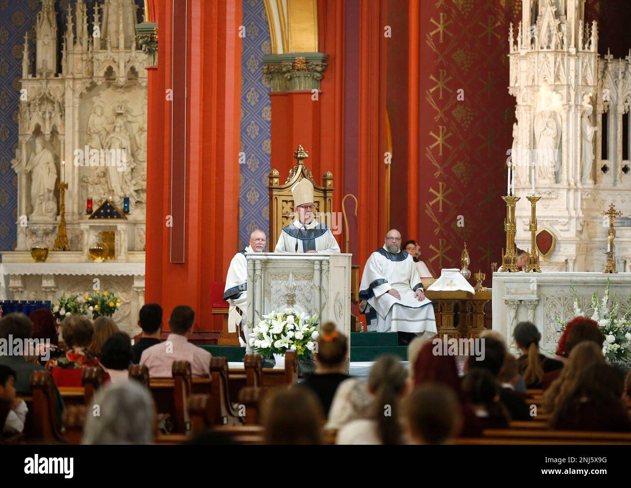 Bishop David Konderla leads a Mass at Holy Family Cathedral in Tulsa ...