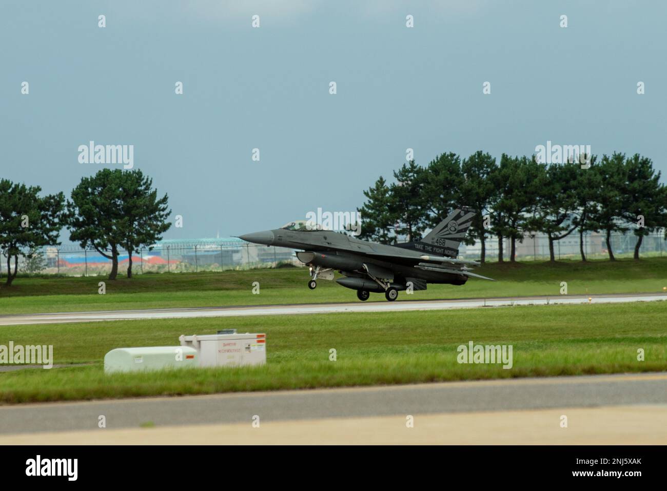 Lt. Gen. Scott “Rolls” Pleus, 7th Air Force commander, lands in a F-16 ...