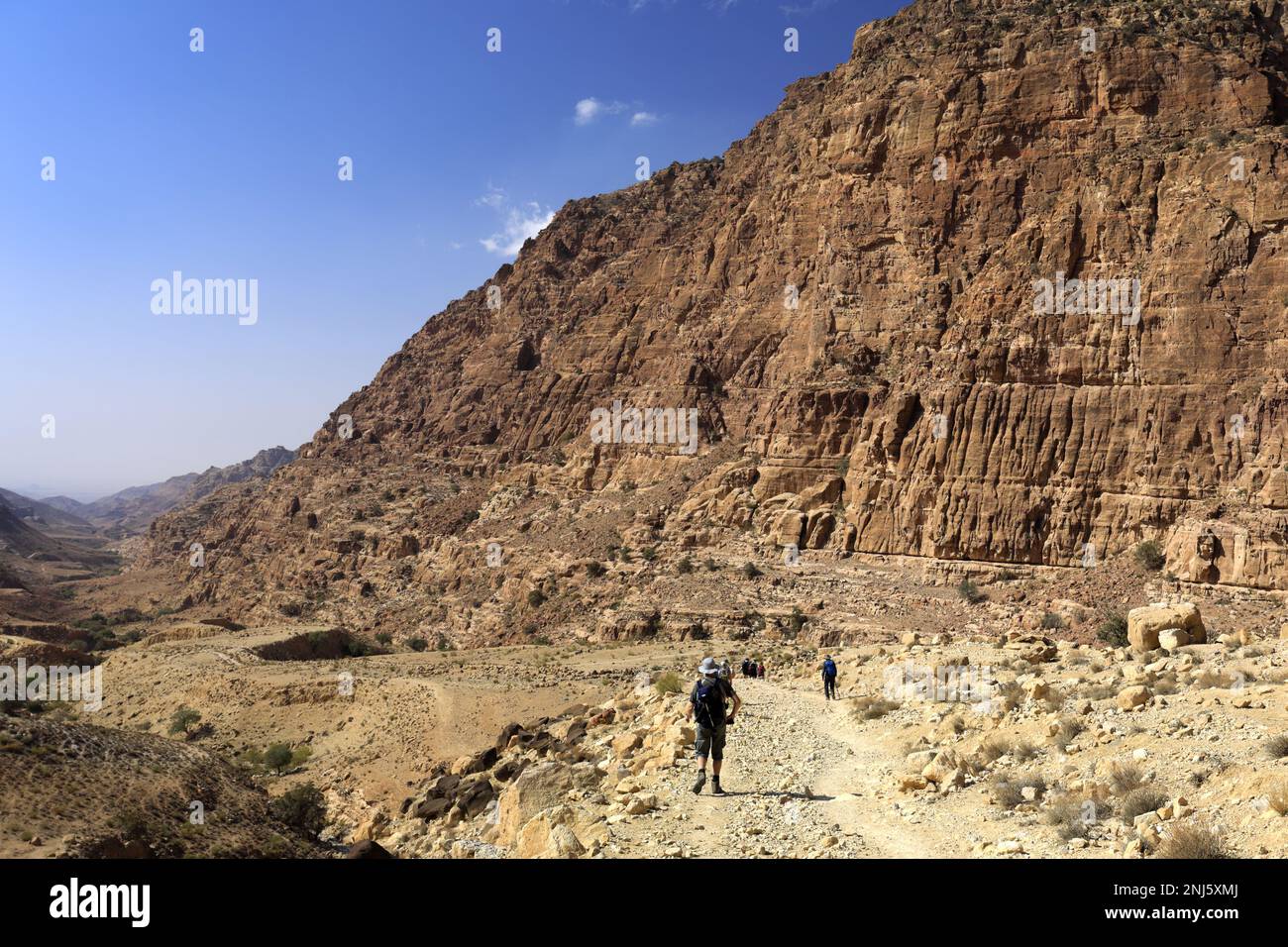 Walkers in the Dana Biosphere Reserve, Wadi Dana, south-central Jordan ...