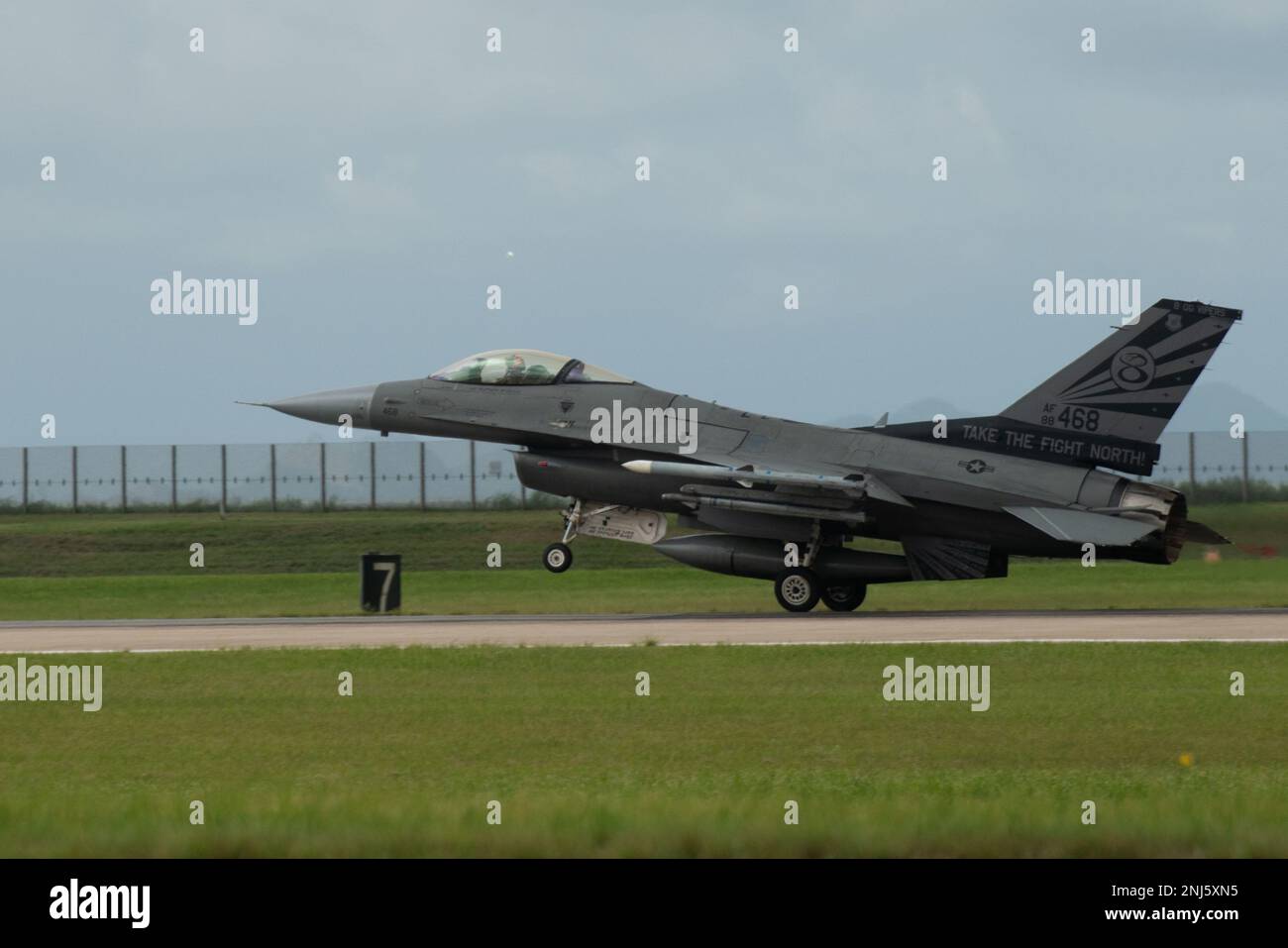 Lt. Gen. Scott “Rolls” Pleus, 7th Air Force commander, lands in a F-16 ...
