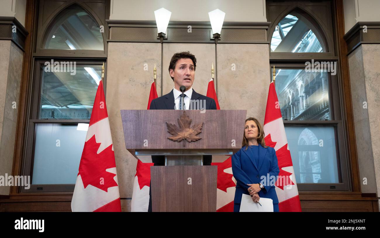 Deputy Prime Minister and Finance Minister Chrystia Freeland looks on ...
