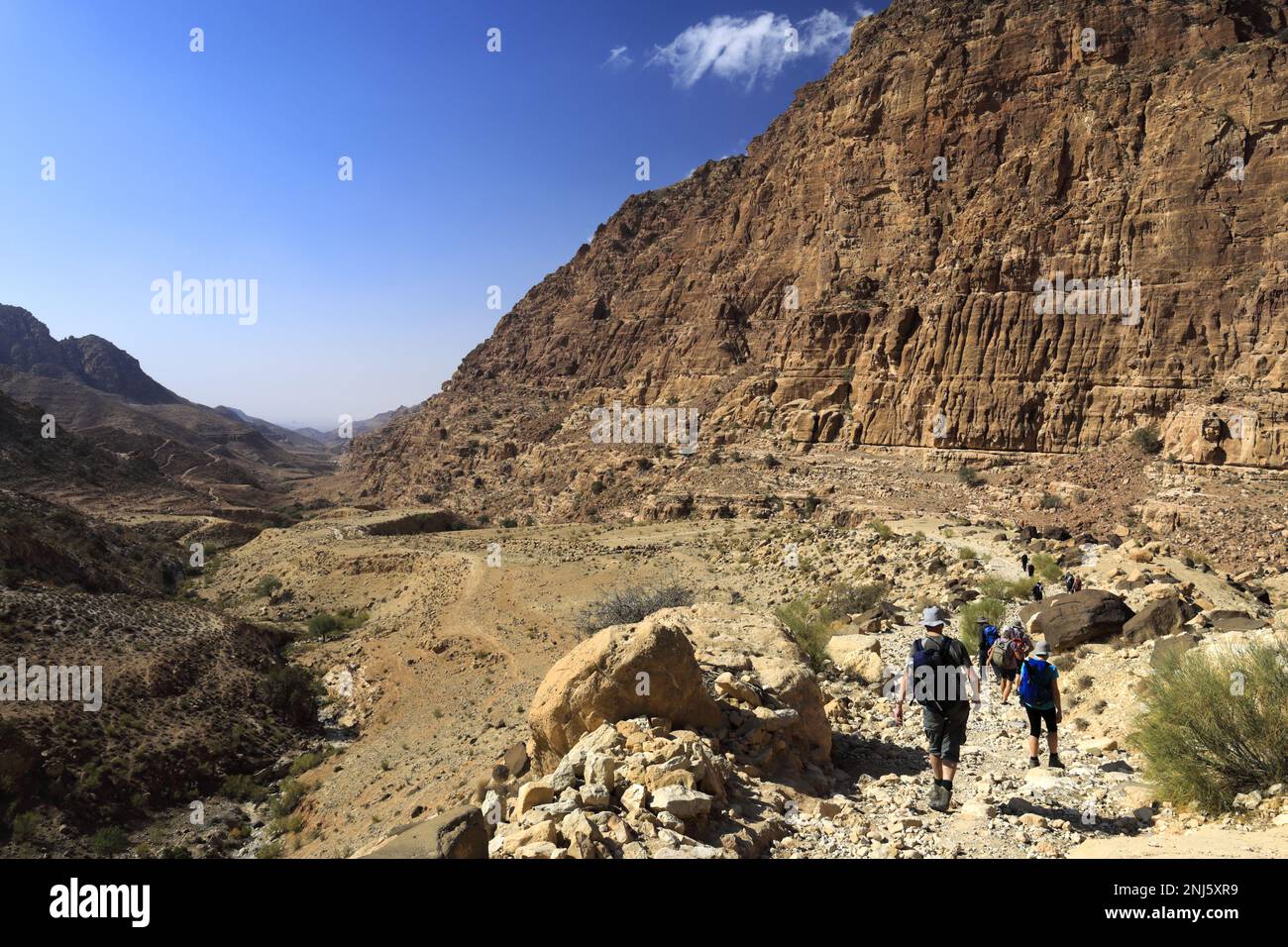 Walkers in the Dana Biosphere Reserve, Wadi Dana, south-central Jordan ...