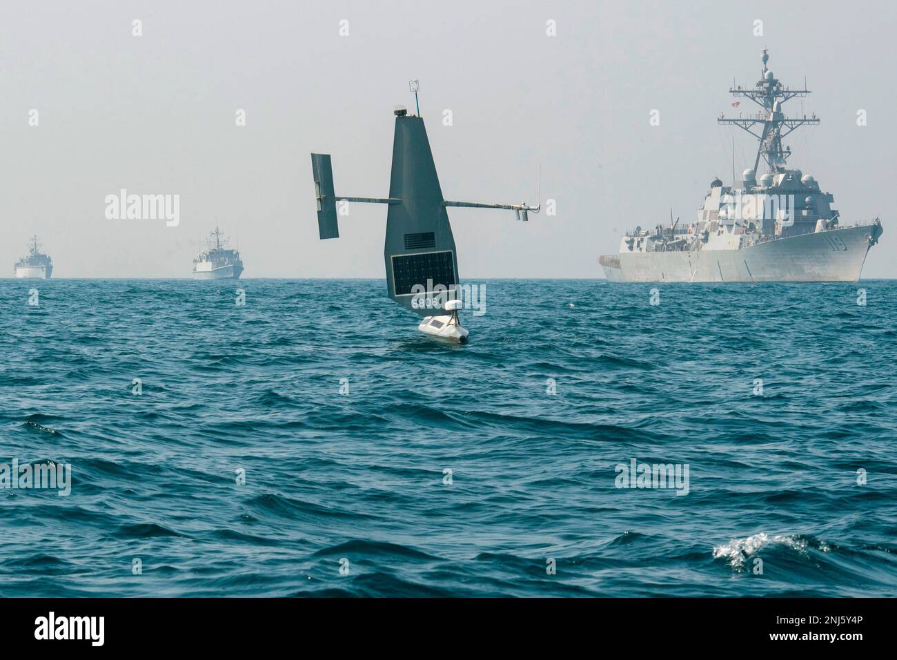 In this photo released by the U.S. Navy, a Saildrone Explorer takes ...