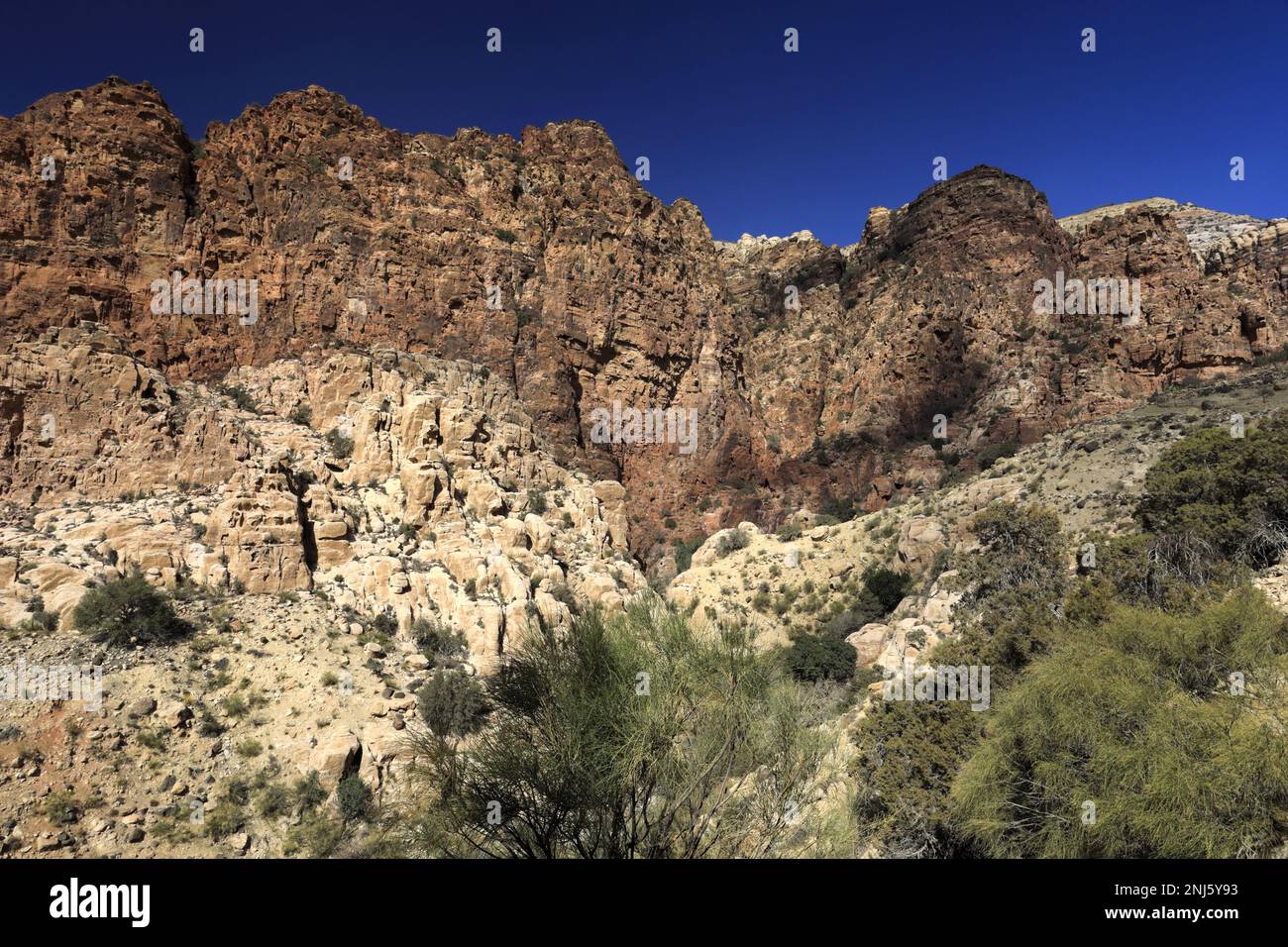 View through the Dana Biosphere Reserve, Wadi Dana, south-central ...
