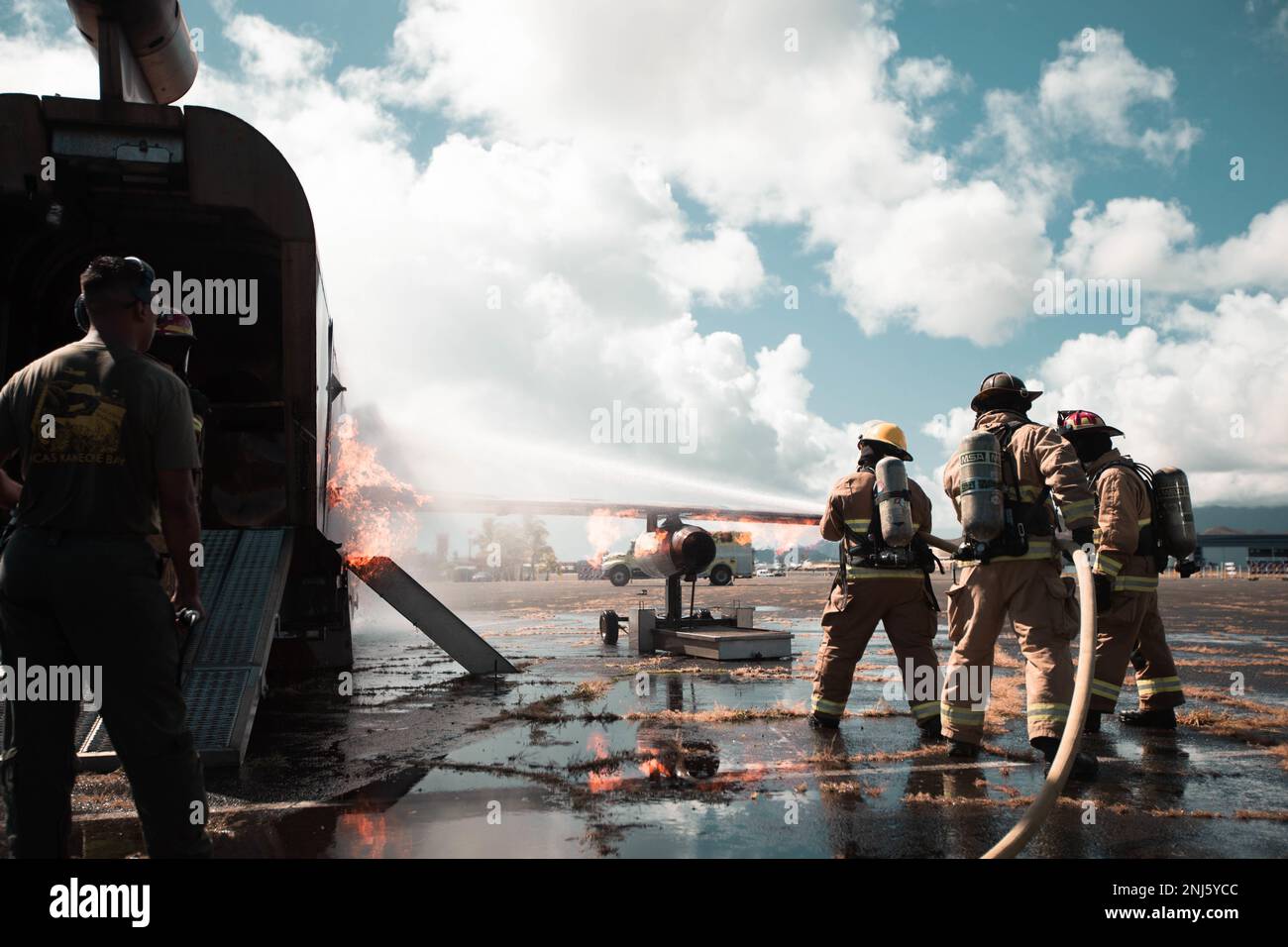 U.S. Marines assigned to Aircraft Rescue and Firefighting, Marine Corps ...
