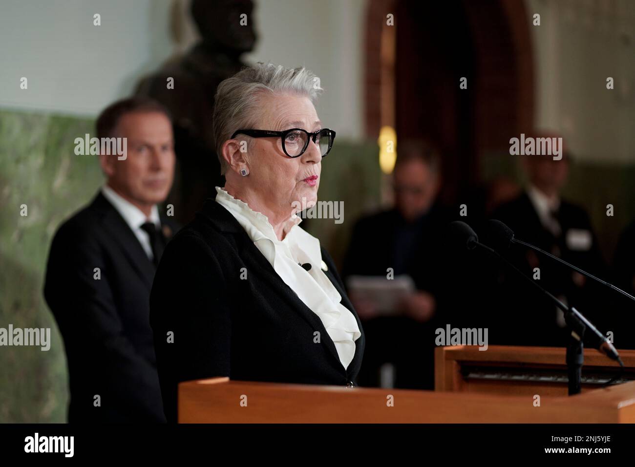 Berit Reiss-Andersen, head of the Nobel Committee, announces the winner ...