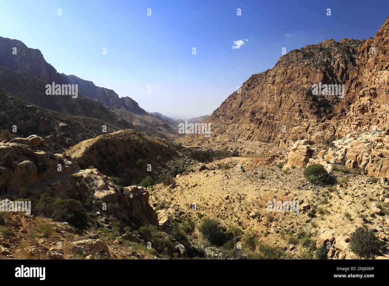 View through the Dana Biosphere Reserve, Wadi Dana, south-central ...