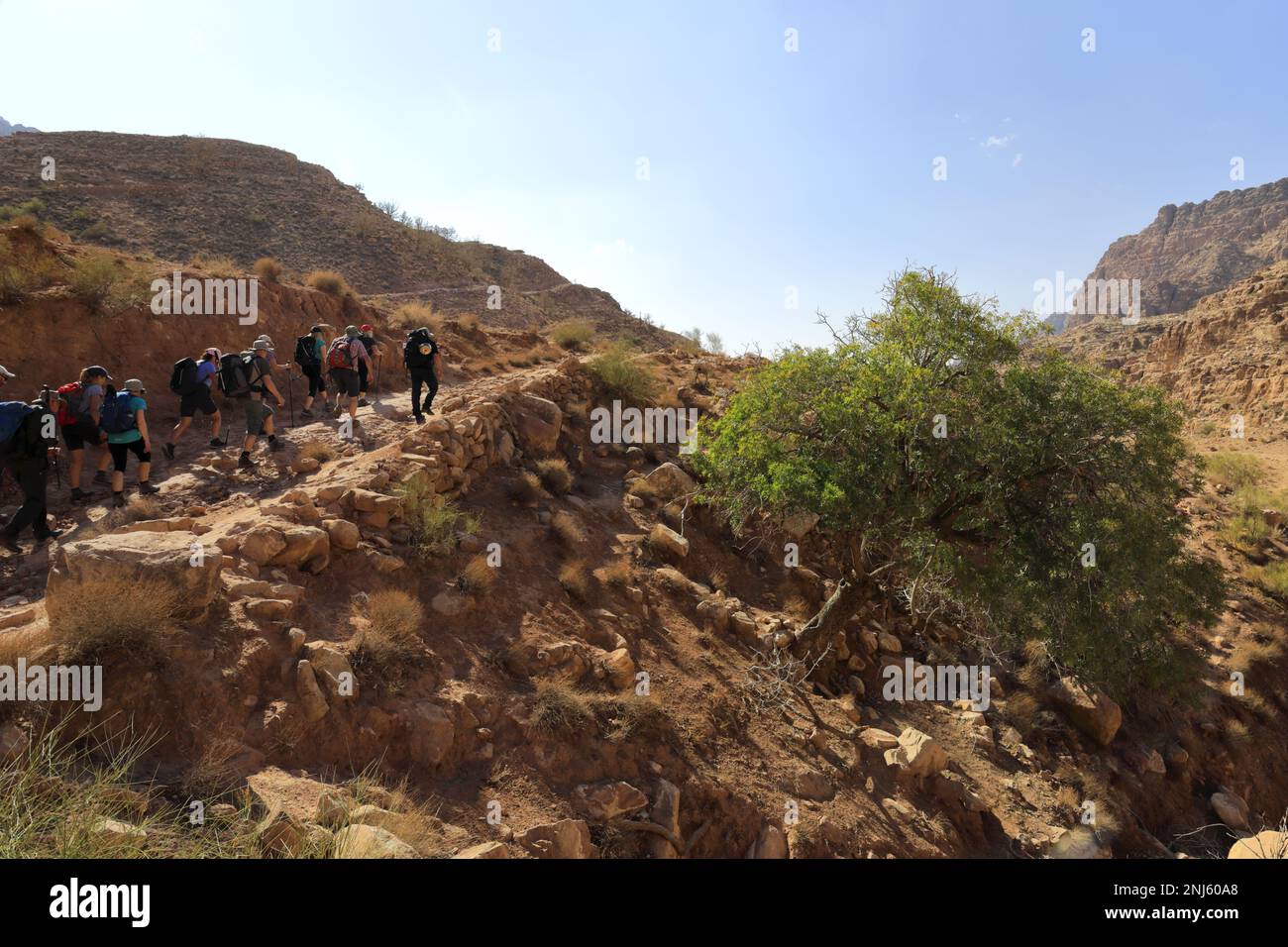 Walkers in the Dana Biosphere Reserve, Wadi Dana, south-central Jordan ...