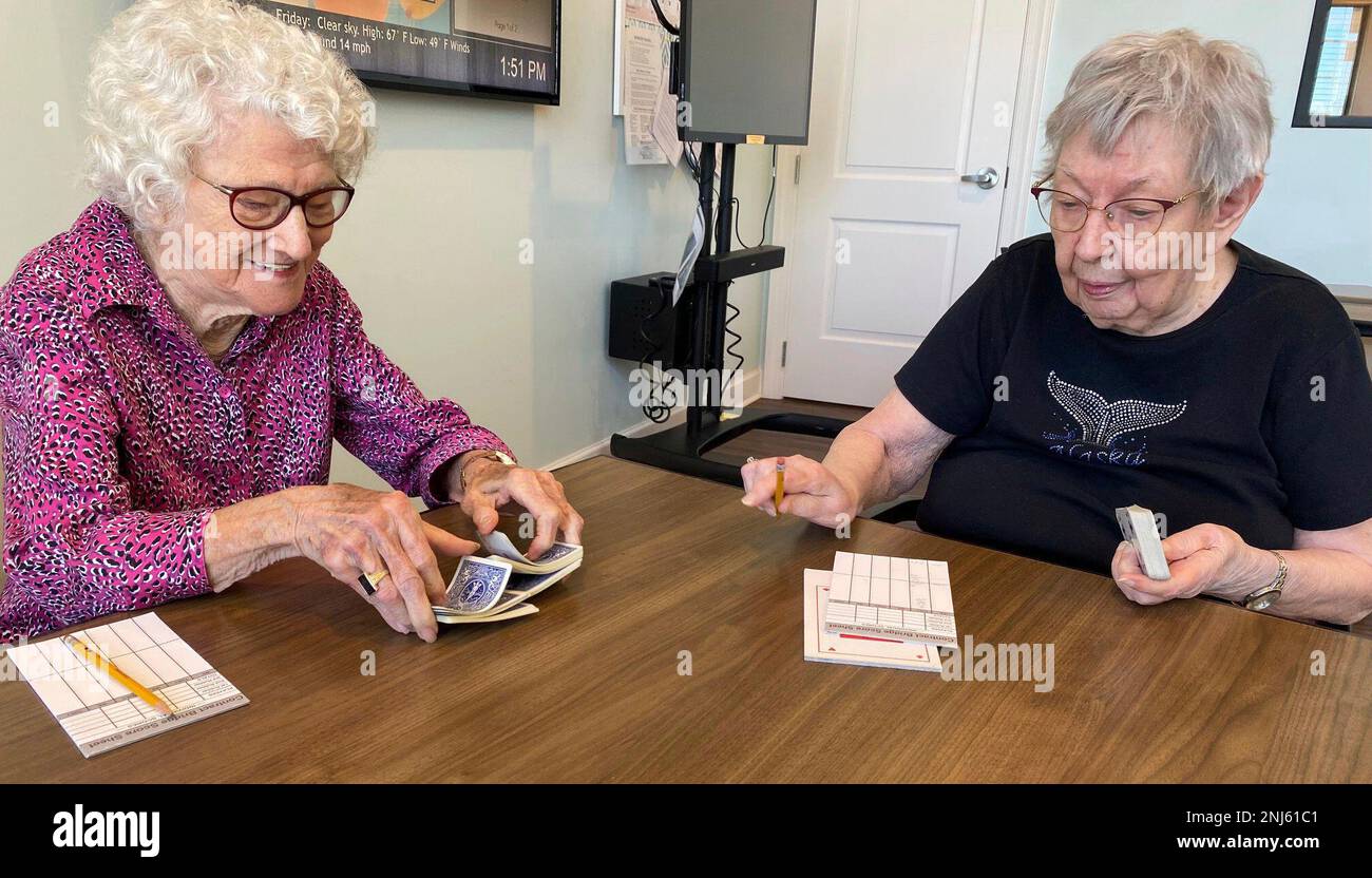Mary Jo Browning, left, prepares to play bridge with lifelong friend ...