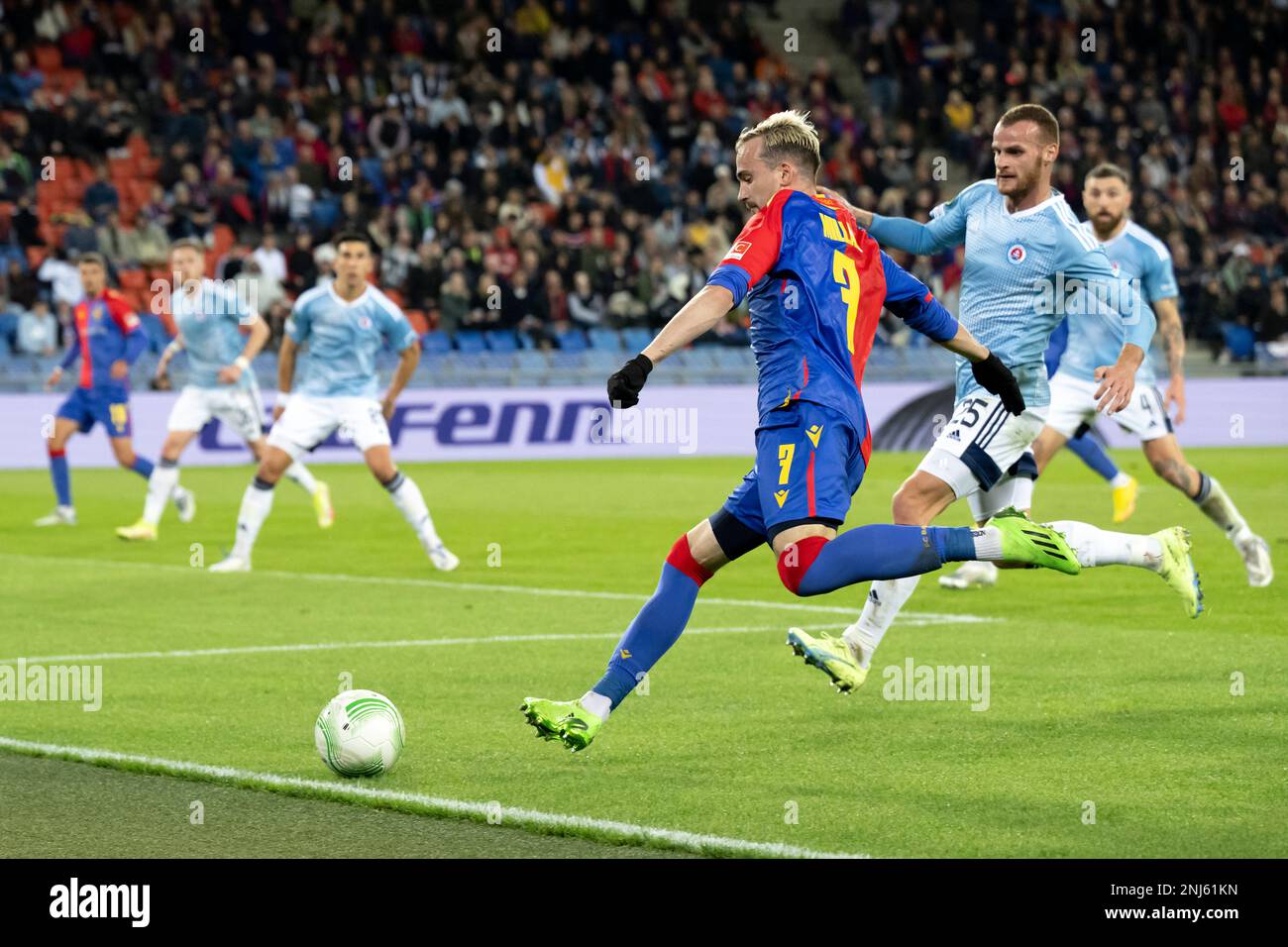Basel's Liam Millar, left, and Slovan Bratislava's Lukas Pauschek in ...