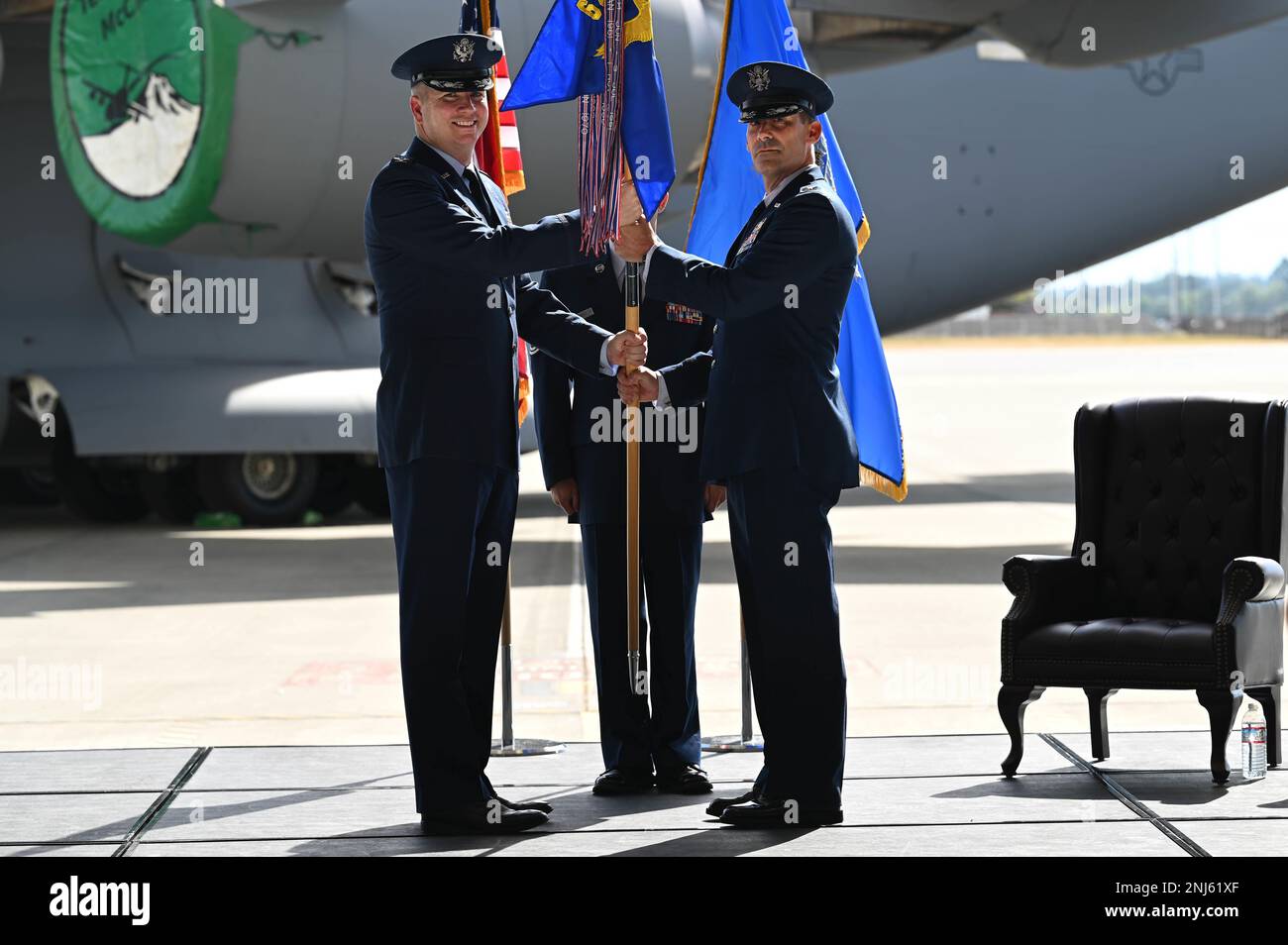 U.S. Air Force Col. Christopher Joyce, right, incoming commander of the ...