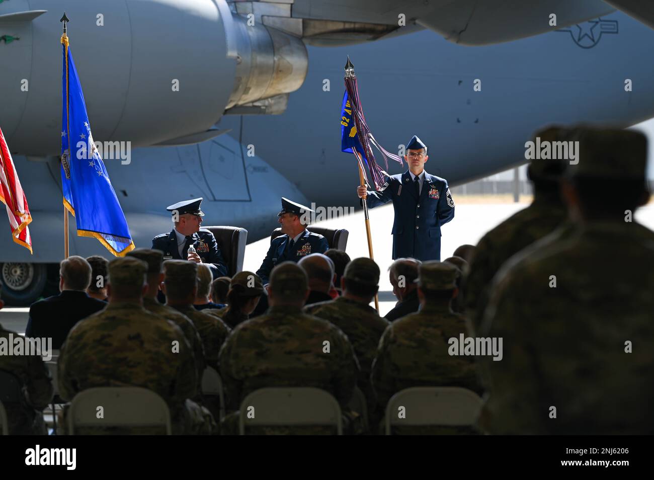 U.S. Air Force Col. David Fazenbaker, left, commander of the 62d ...