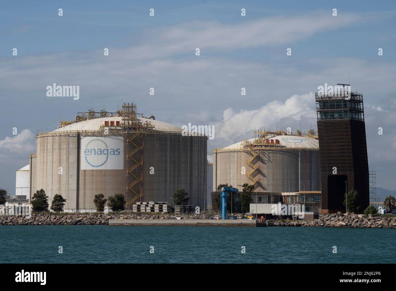 Exterior view of the Enagás regasification plant at the Port of ...