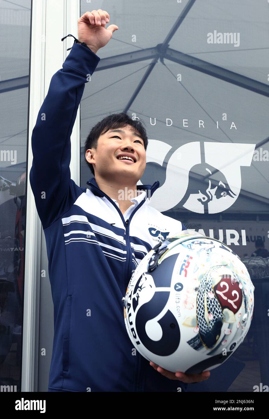 Yuki Tsunoda, a Japanese racing driver who is racing for Scuderia ...