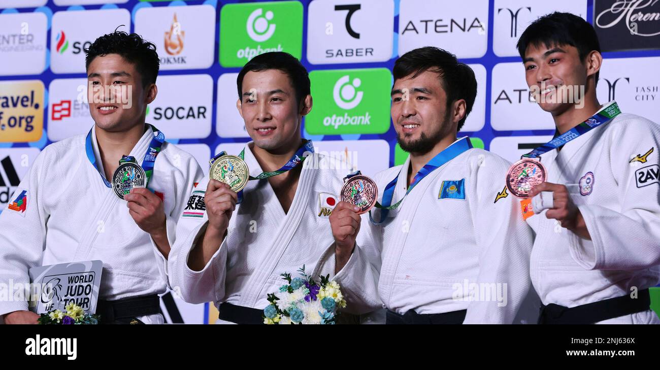 (L-R) Ariunbold Enkhtaivan from Mongolia, Naohisa Takato of Japan ...