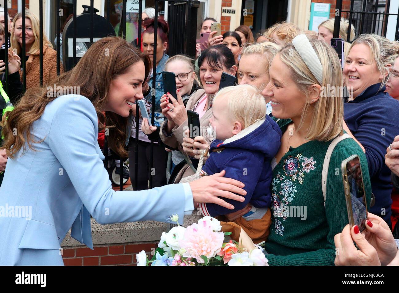 Britain's Kate, Princess of Wales meets 1-year-old Barney Barr and his ...
