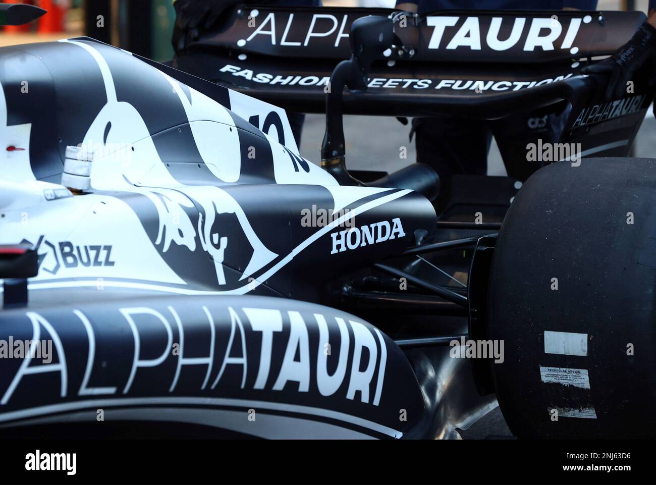 A photo shows Alpha Tauri machine with the "HONDA" logo prior to ...