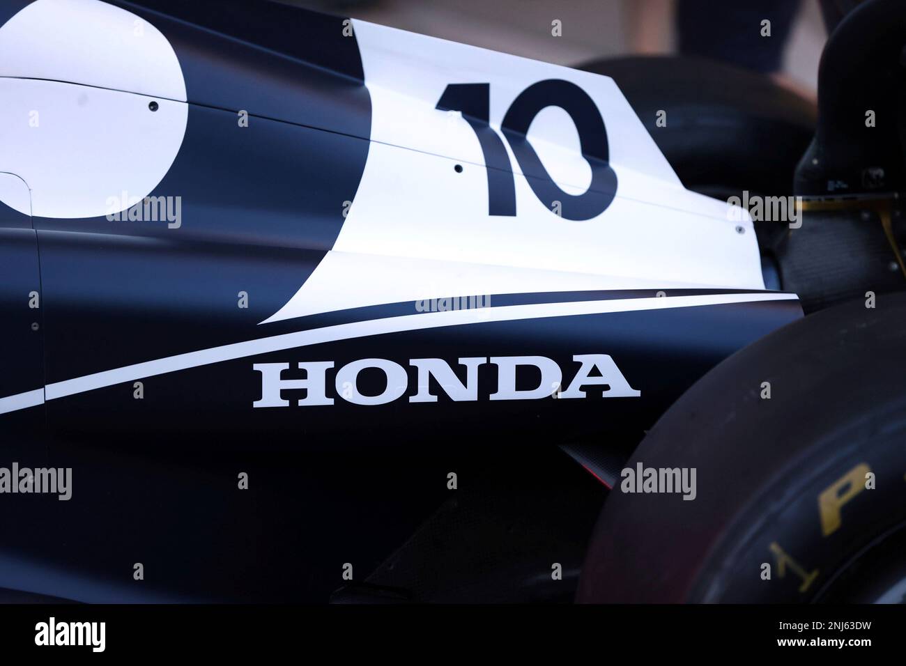 A photo shows Alpha Tauri machine with the "HONDA" logo prior to ...