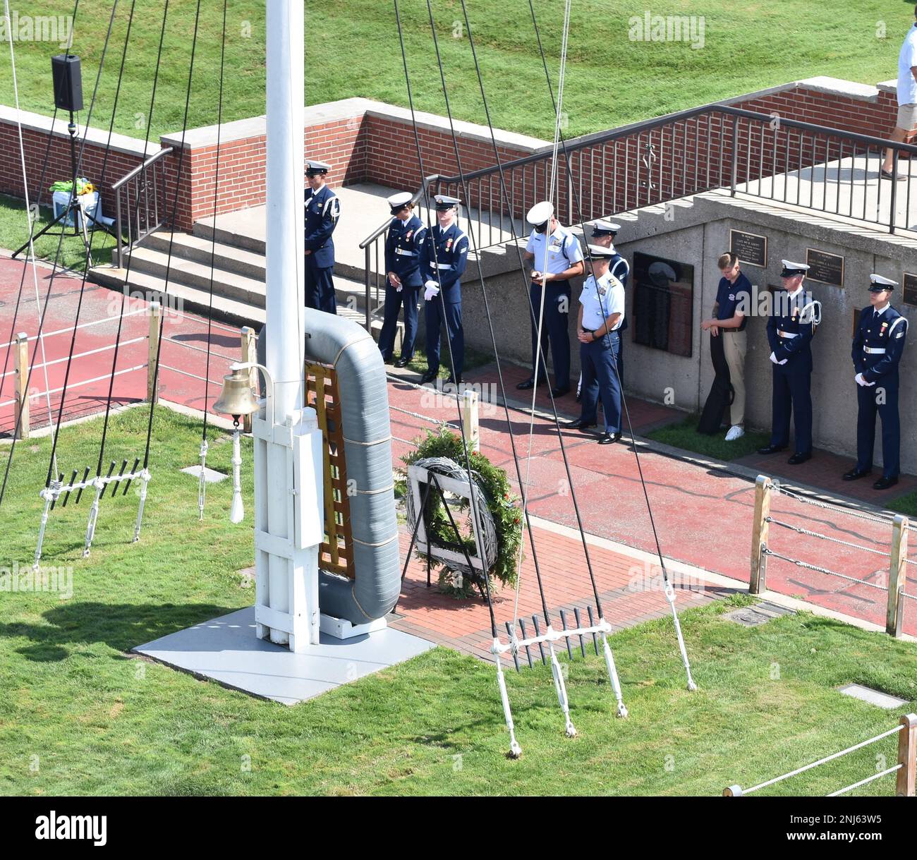 A memorial wreath is placed at the Coast Guard Cutter Escanaba (WPG-77 ...