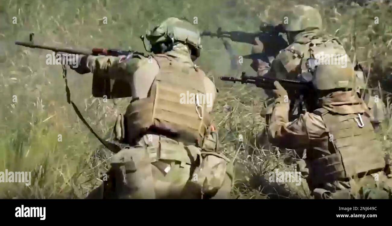 FILE - In this handout photo taken from video released by Russian ...