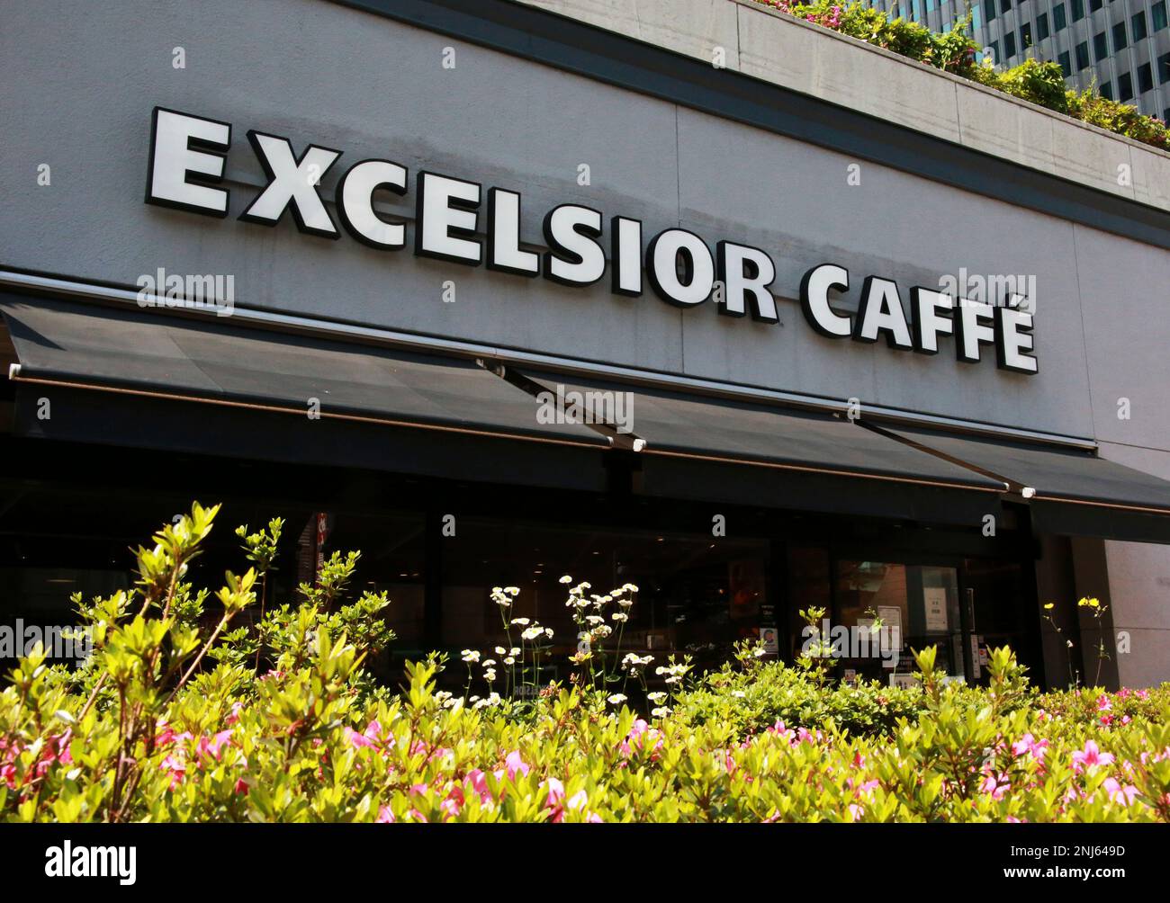 The trademark of EXCELSIOR CAFFE is seen in Shinjuku Ward, Tokyo on May ...