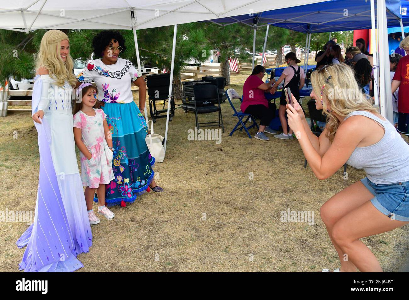 Cloe Taylor poses for a picture with Elsia and Marbella, played by ...
