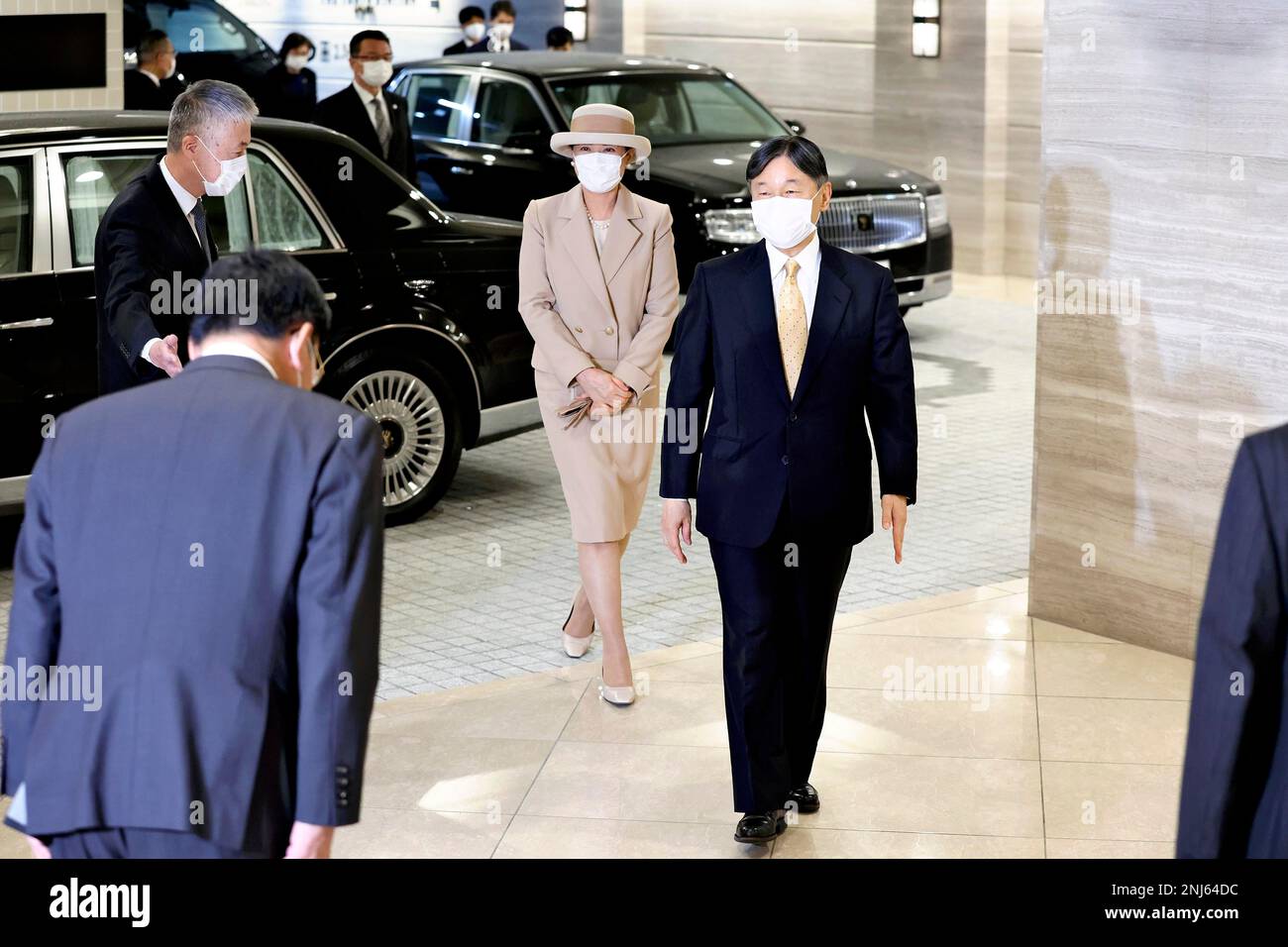 Japan's Emperor Naruhito and Empress Masako arrive at a venue of a ...