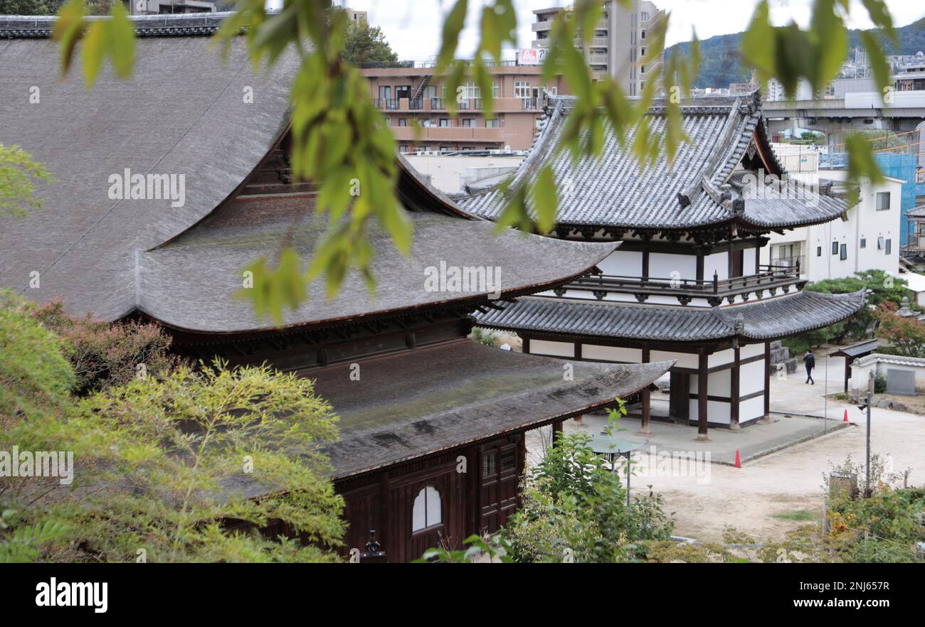 A picture shows Kondo (front), the main hall which is a national ...