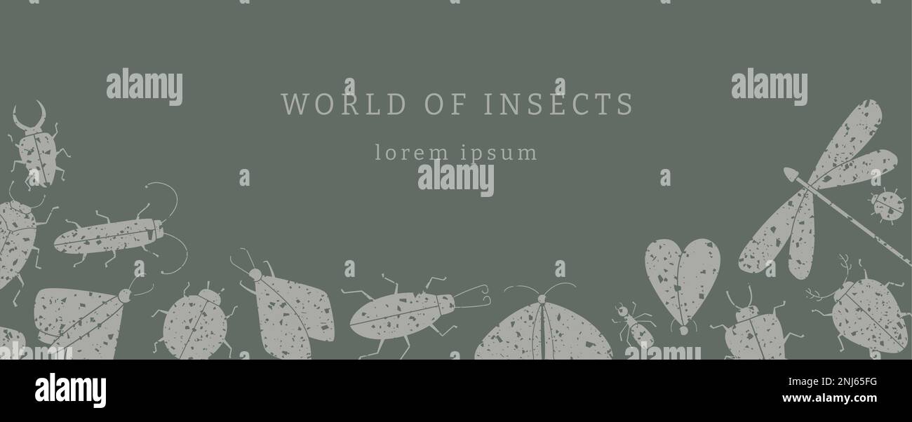 Vector web banner template with grunge insects shapes. Warm, natural ...