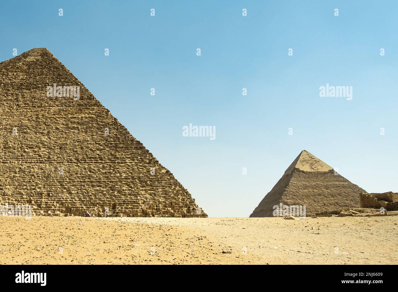Pyramids of Giza. Pyramid of Cheops and Pyramid of Chephren side by ...