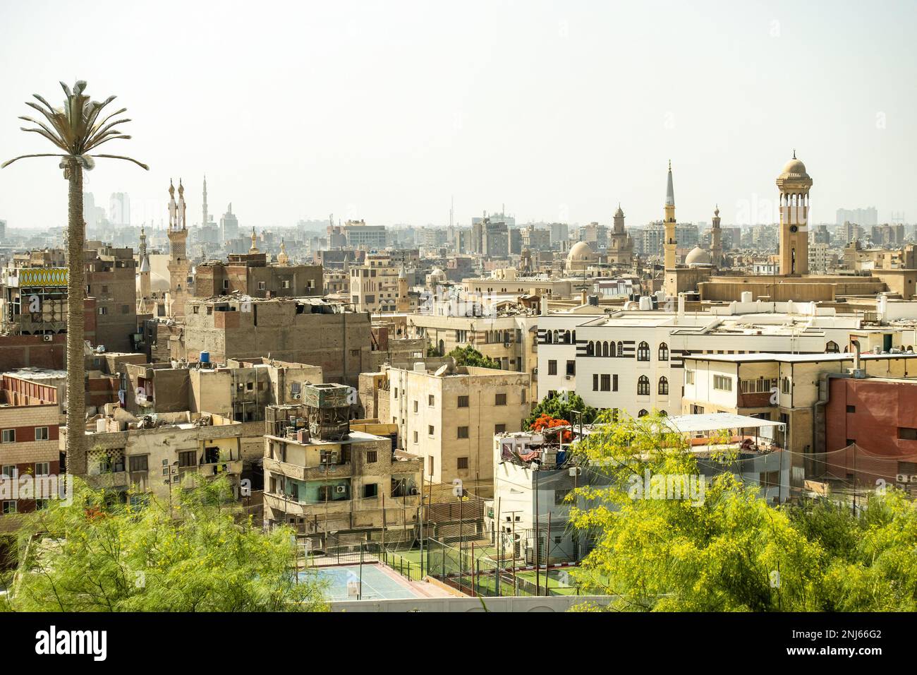 looking down to the city of cairo from al azhar park. buildings endless to the horizon Stock ...