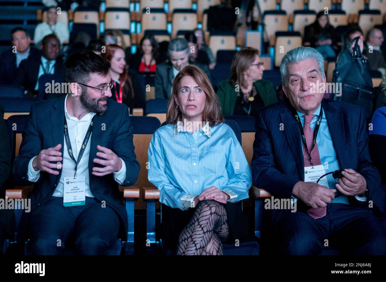 (L-R) The director general of IDAE, Joan Groizard; the minister of ...