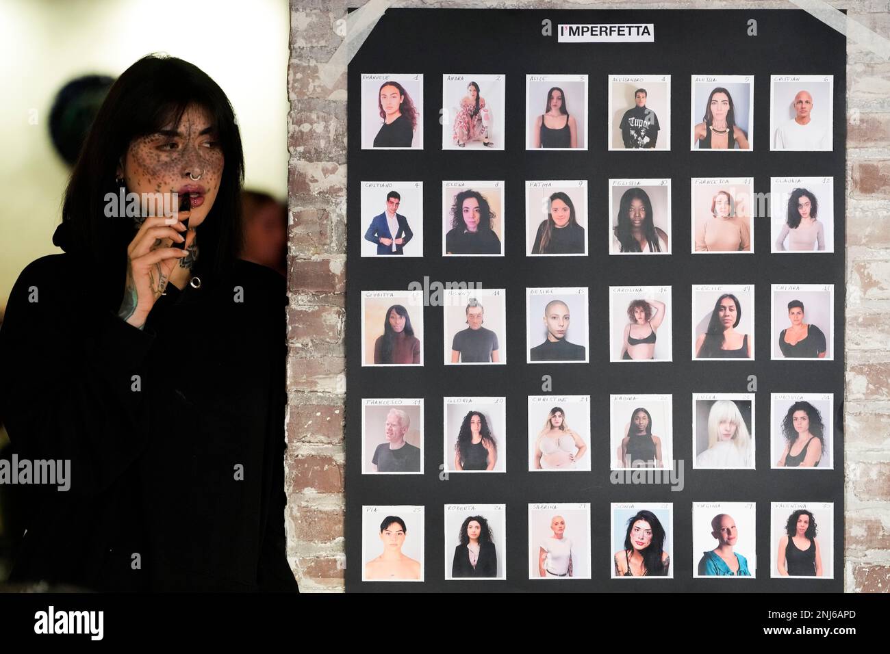 Sonia Sparta stands during a photo shoot for "L'imperfetta (The ...