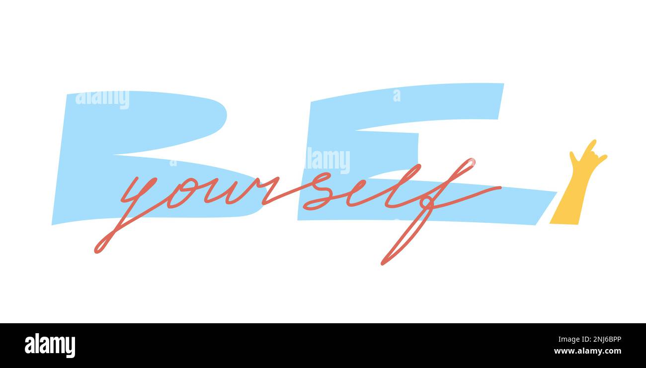 Be yourself hand drawn lettering phrase, printable trendy design for ...