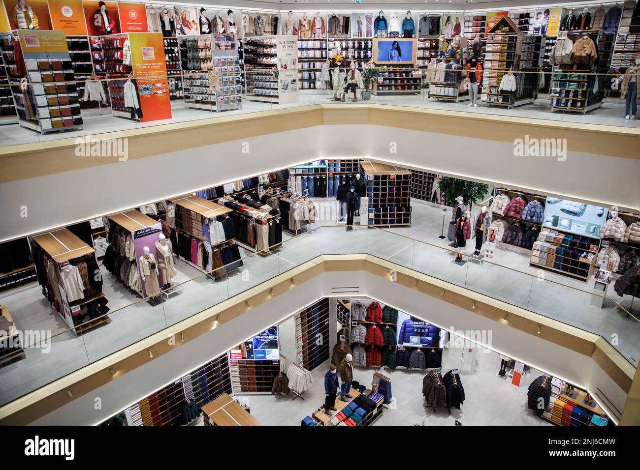 View of the different floors at the opening of a Uniqlo store on Gran ...