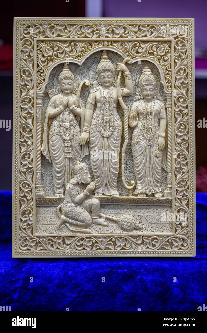 Picture of a stone sculpture of Hindu god lord Rama, Lakshmana, Sita ...