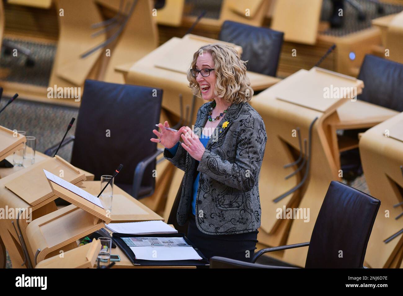 Edinburgh Scotland, UK 22 February 2023.Lorna Slater Scottish Green ...