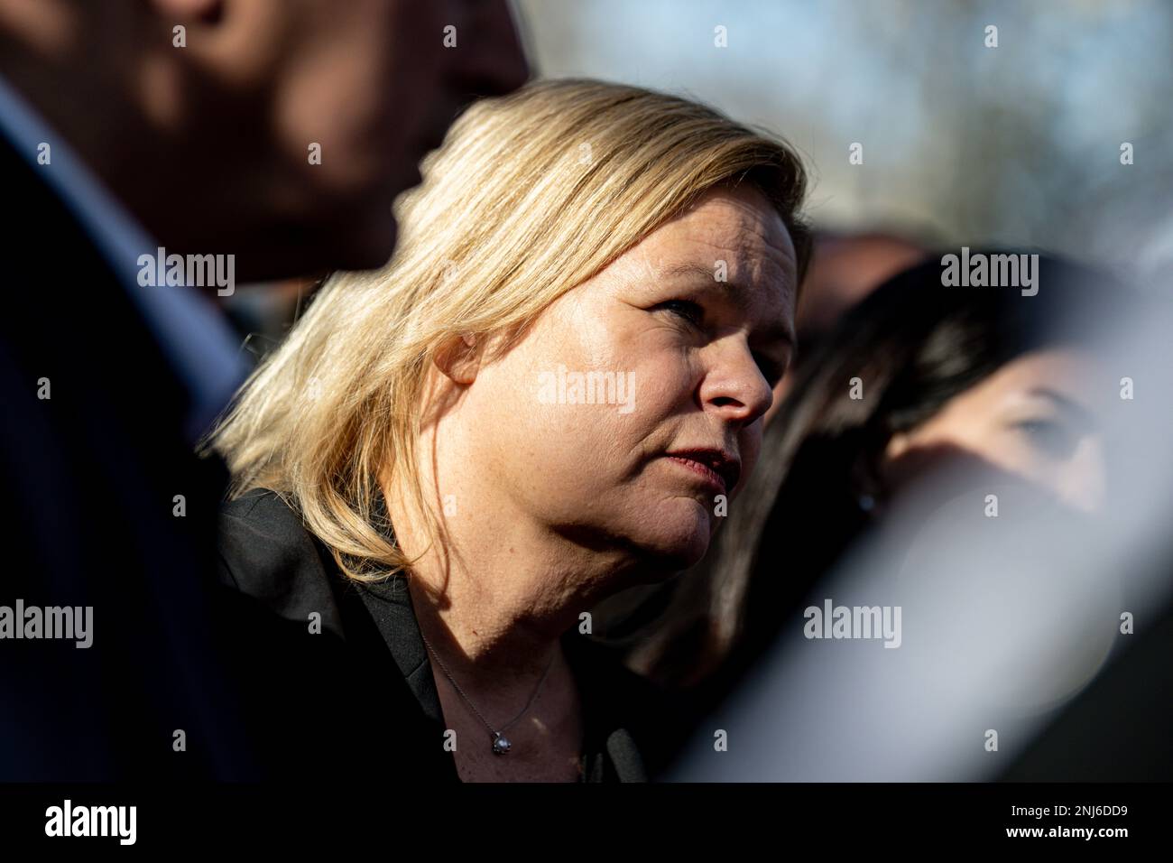 Pazarcik, Turkey. 21st Feb, 2023. Nancy Faeser (SPD), Federal Minister ...