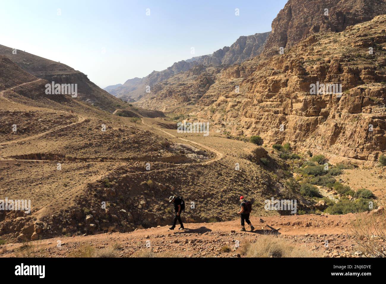 Walkers in the Dana Biosphere Reserve, Wadi Dana, south-central Jordan ...