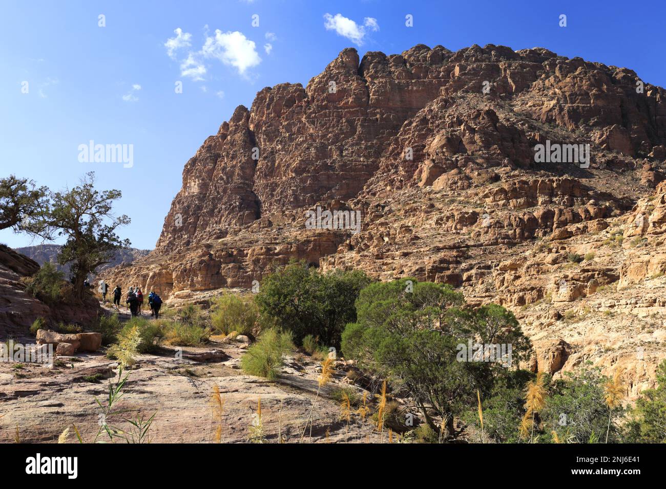 Walkers in the Dana Biosphere Reserve, Wadi Dana, south-central Jordan ...