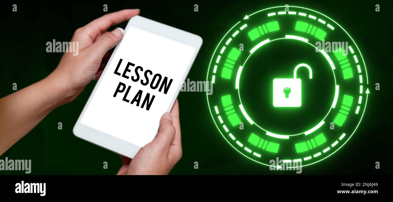 Hand writing sign Lesson Plan. Concept meaning a teacher's detailed ...