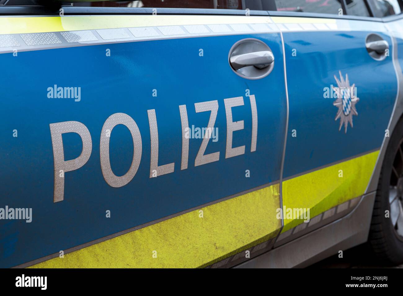 Nuremberg, Germany. 22nd Feb, 2023. A police squad car. In Nuremberg, a 29-year-old man died ...