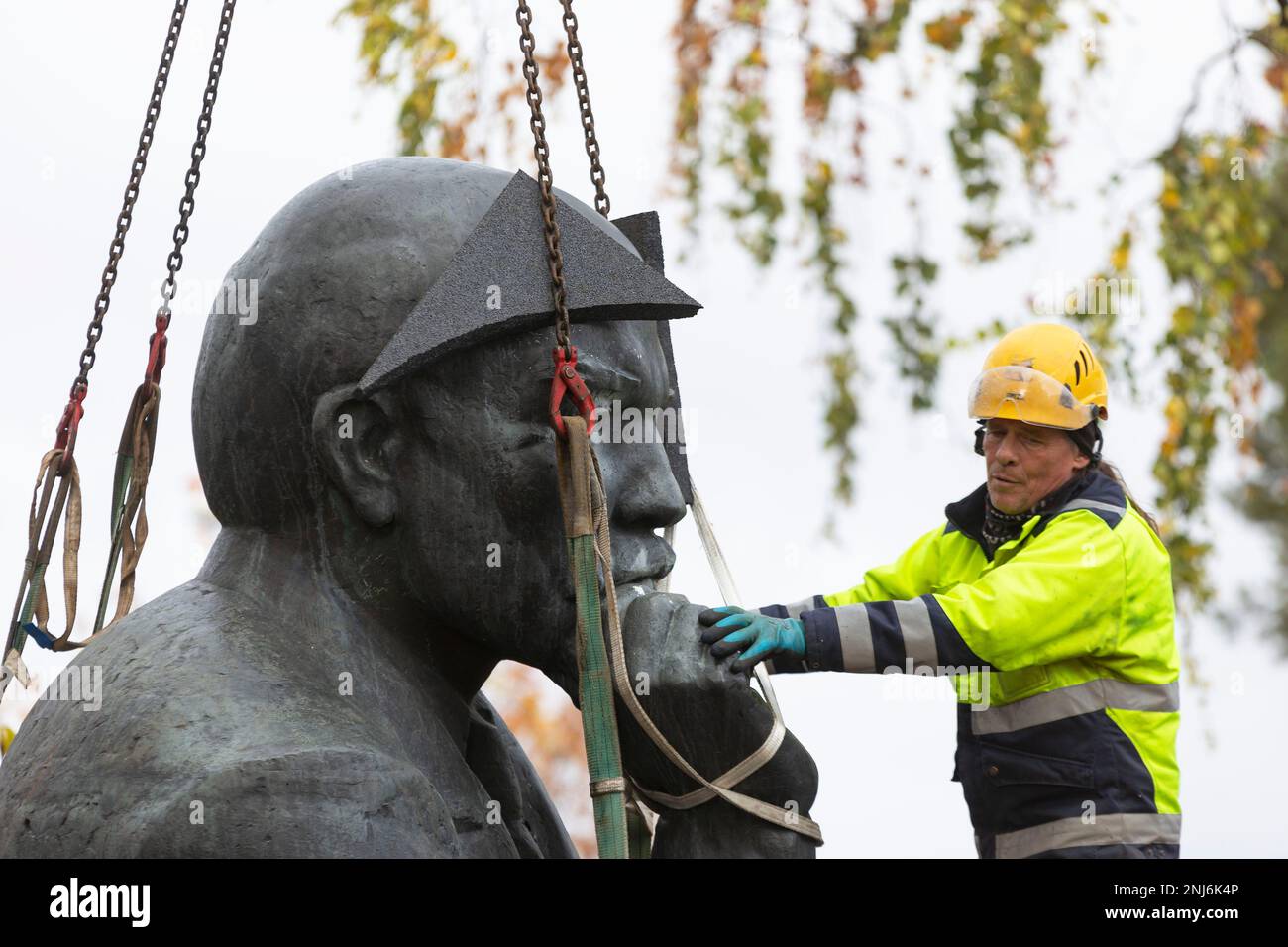 A statue of Vladimir Lenin is removed from the streets of the city of ...
