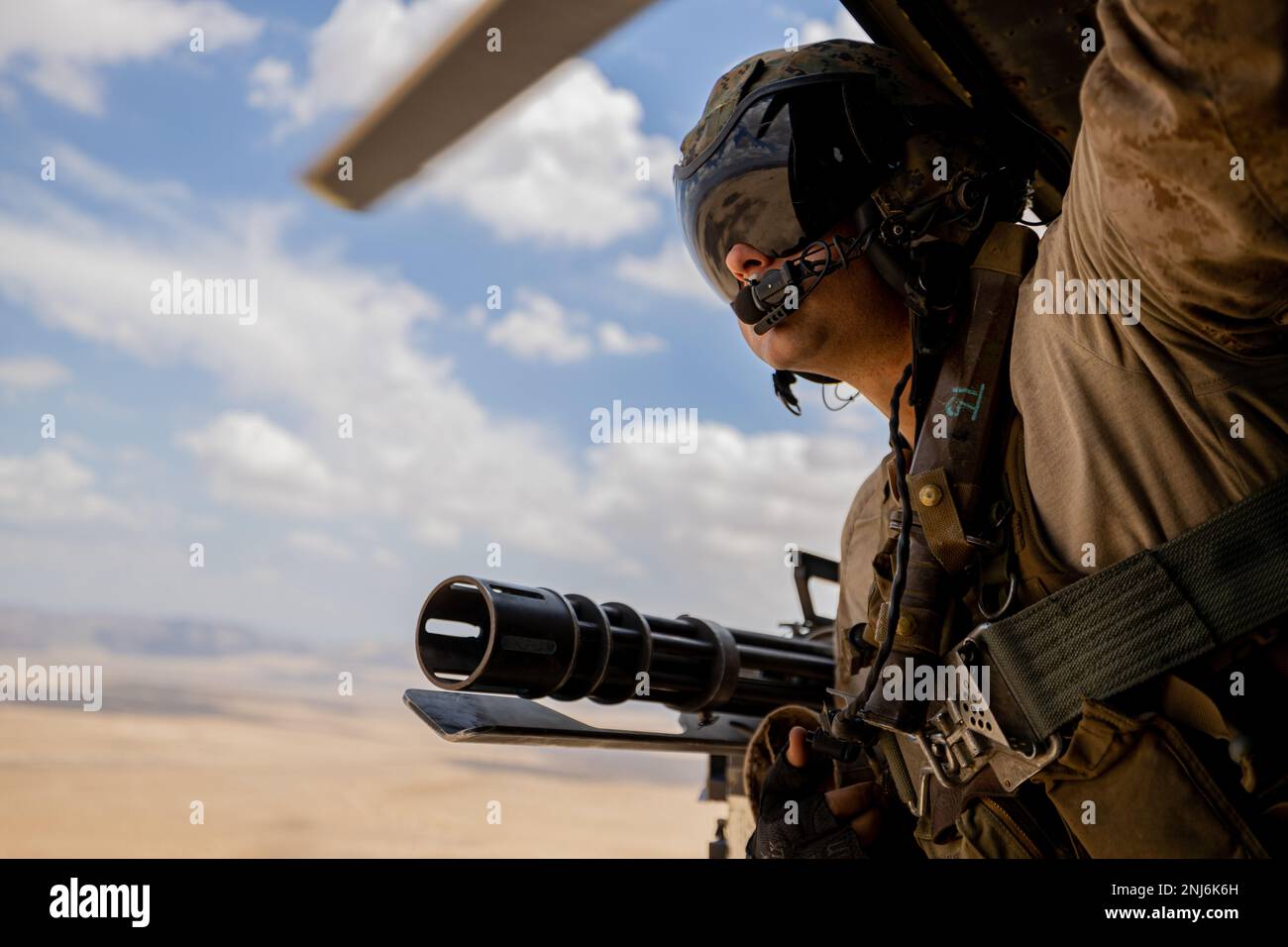 U.S. Marine Corps Cpl. Benjamin Shalz, a UH-1Y Venom Crew Chief with ...