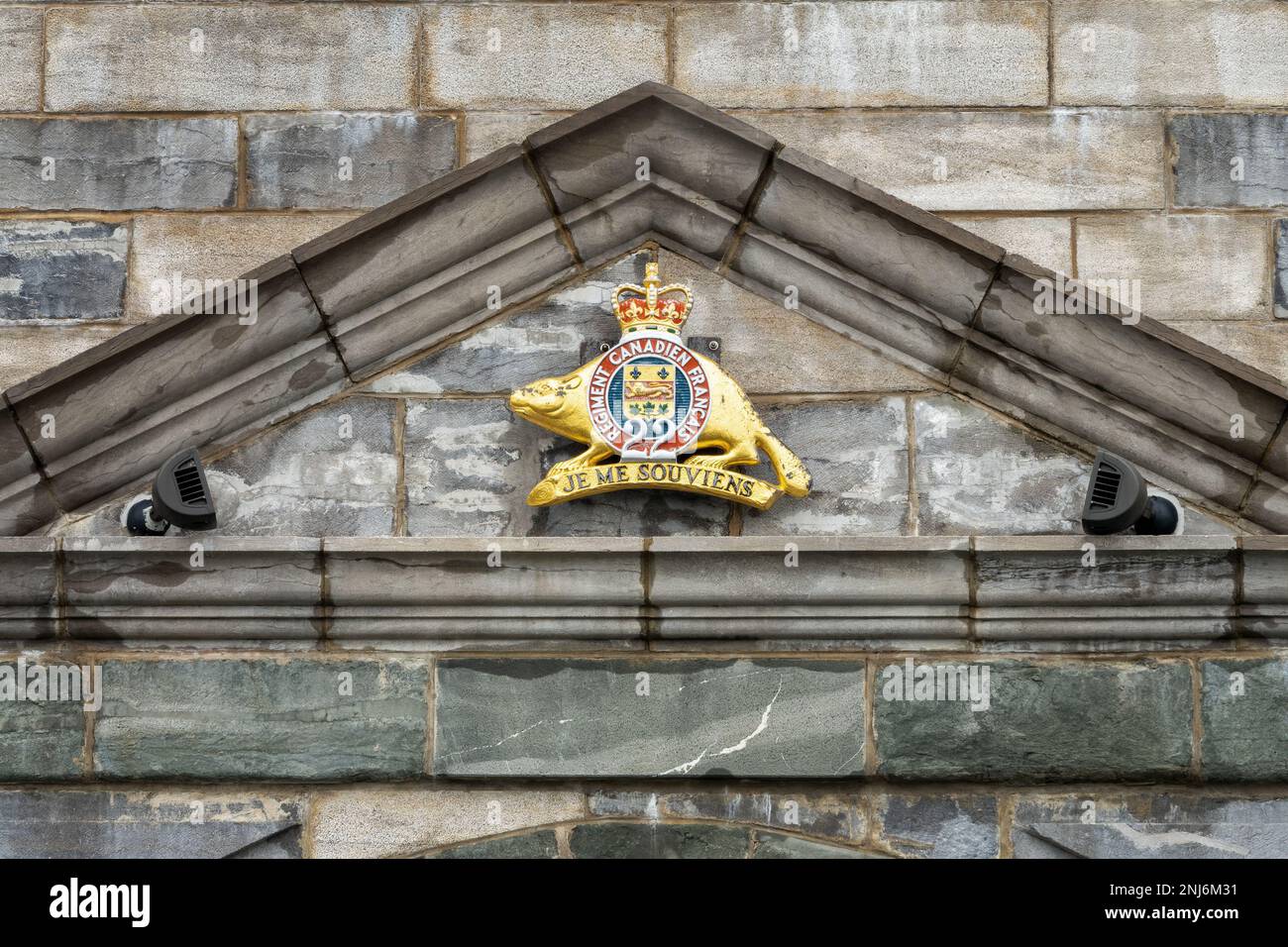 Beaver shaped military emblem in the citadel of Quebec City, with the ...