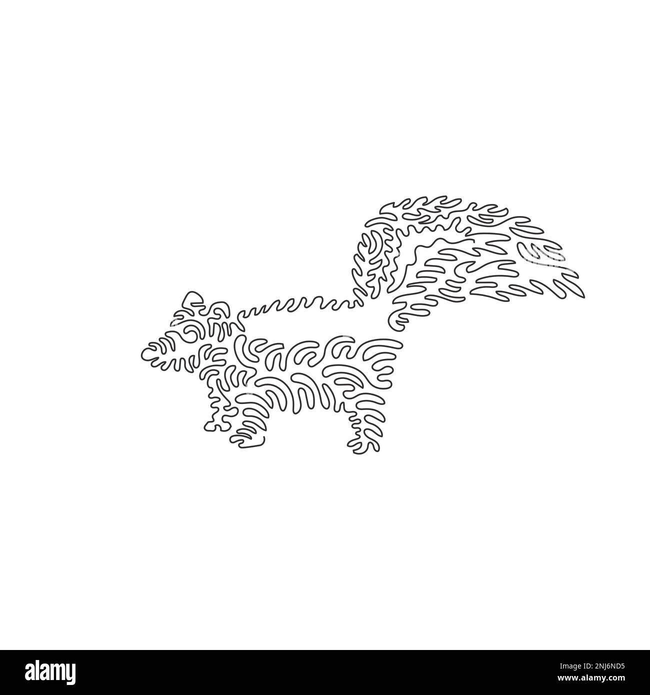 Single one line drawing of cute skunk abstract art. Continuous line ...